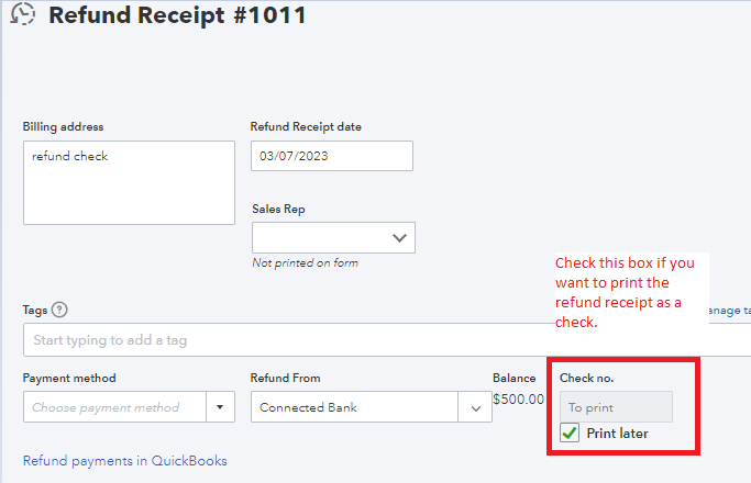 Issued refund Check to Customer - how do i link it to the customer to ...