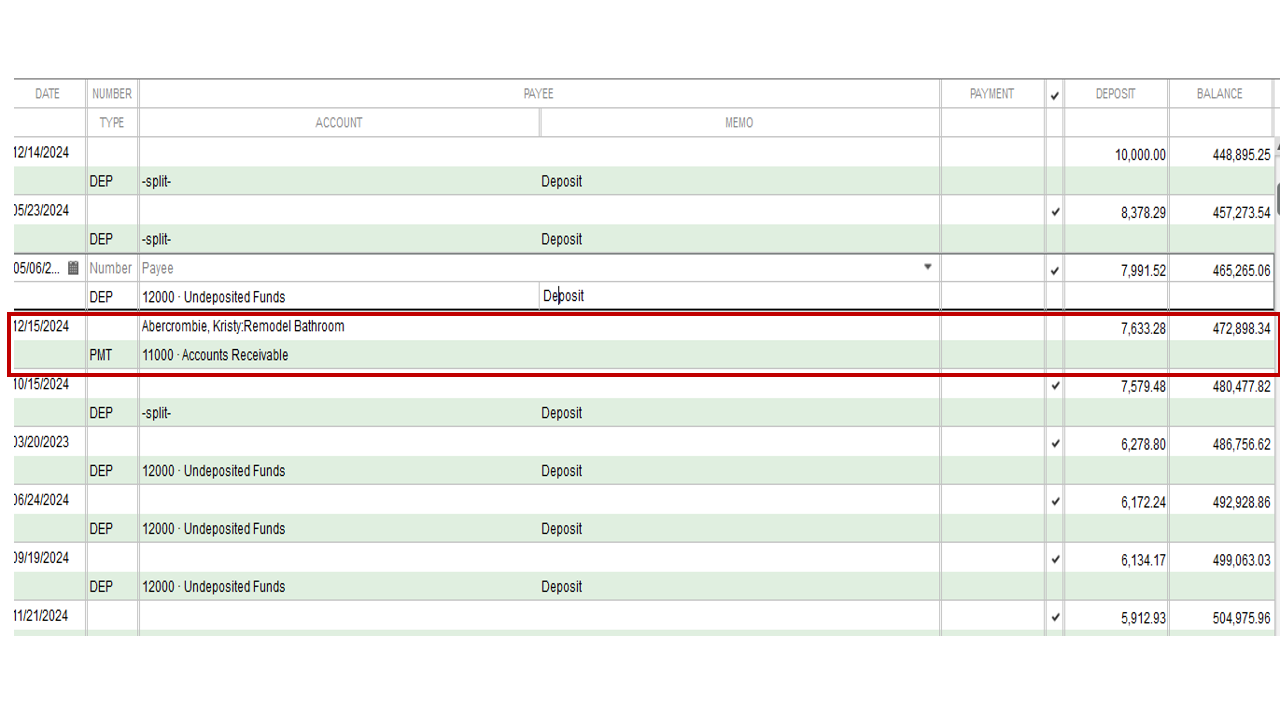 Solved: Payee missing from bank register