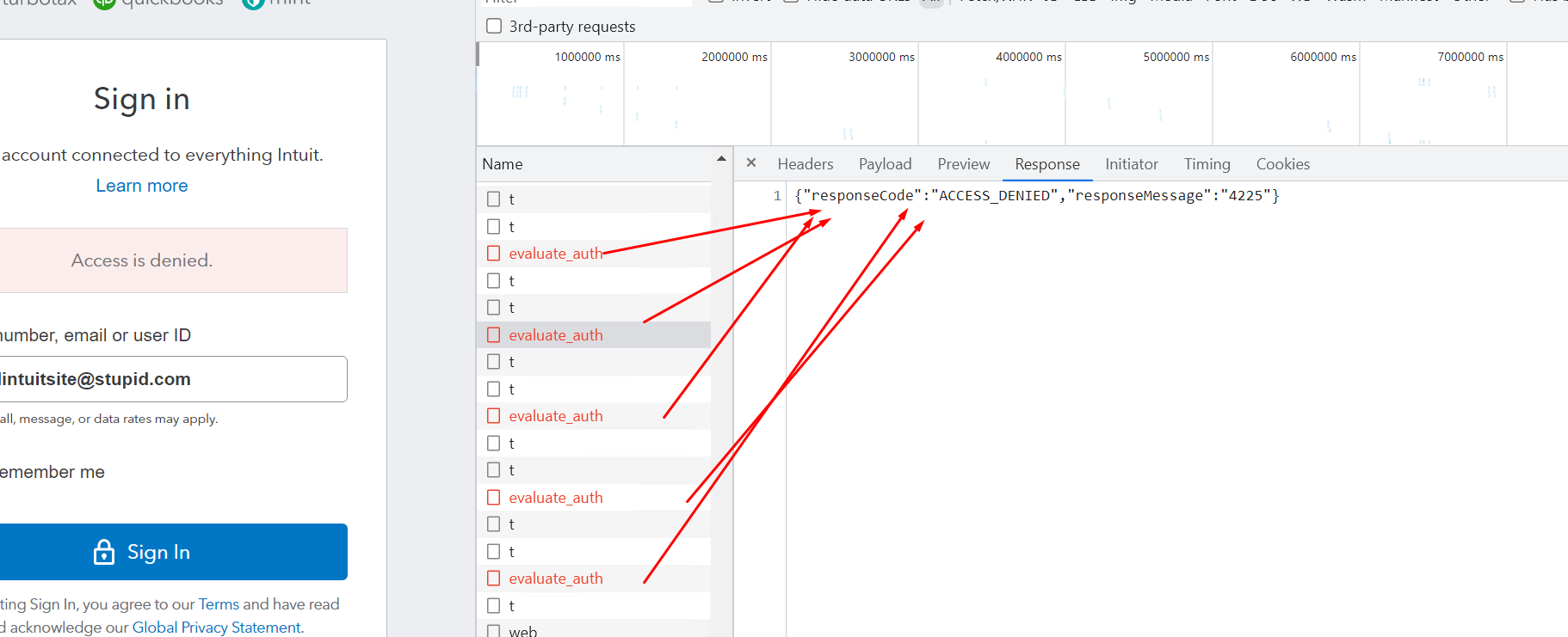 Error 401 with responseMessage: "4225" when trying to access Quickbooks online with ANY account