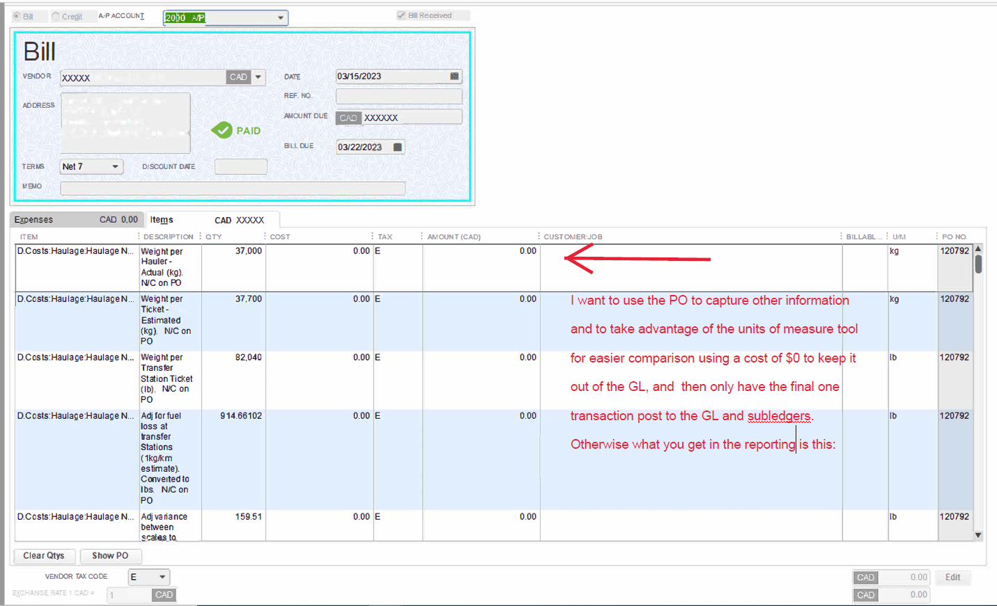 separate post dates and vendor invoice dates to properly accrue expenses