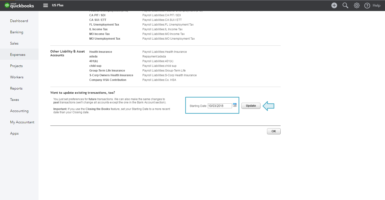 How do I backdate changes for all transactions to the beginning of the ...
