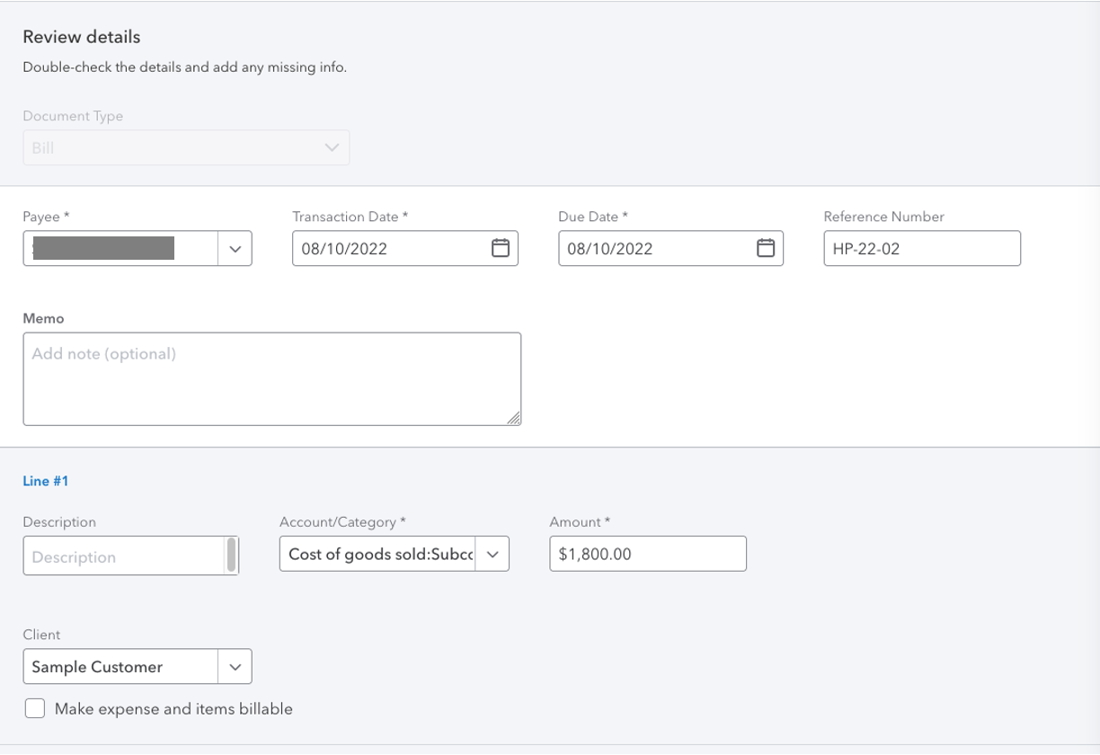 Add Customer (Project) to Snap receipt / Edit receipt details function ...