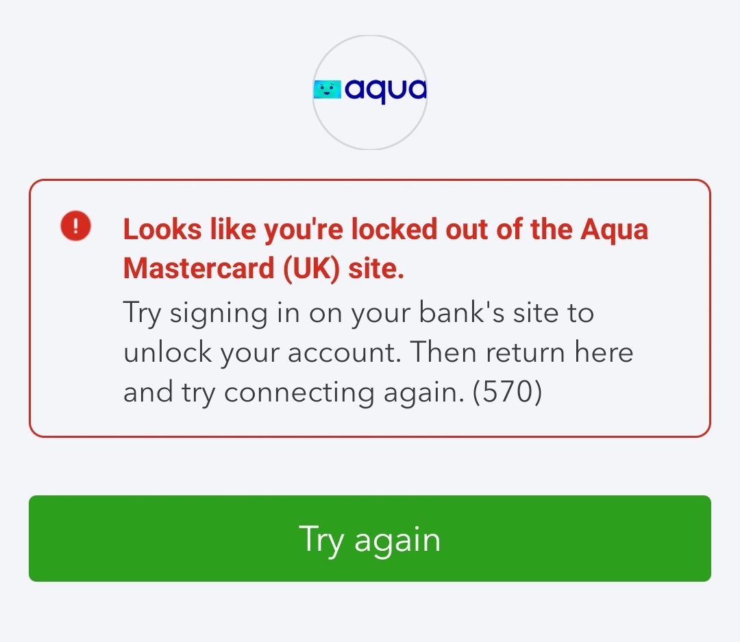 Solved: bank not connecting (error 570)
