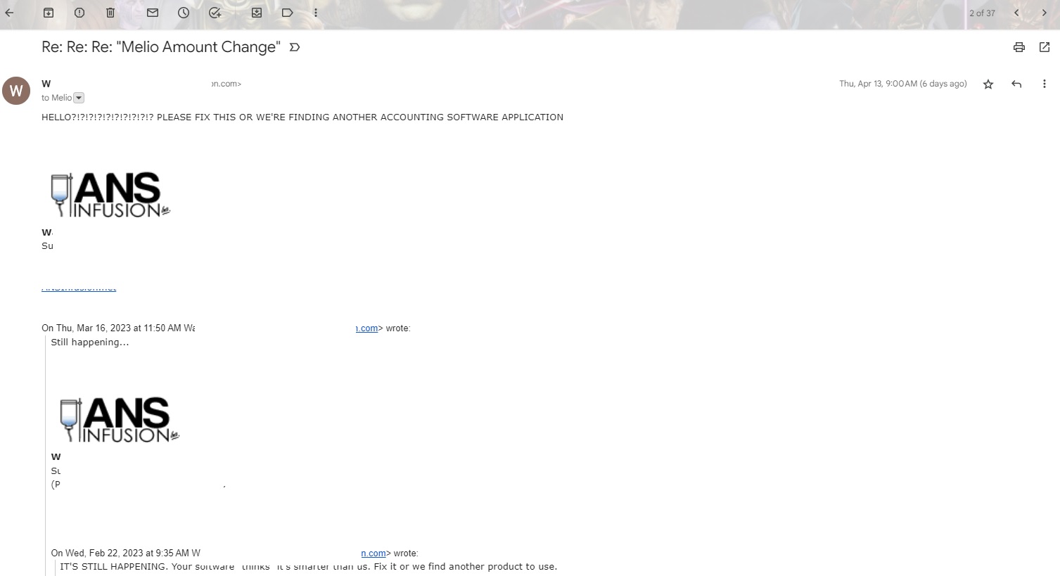 Melio entries in my QBO account.