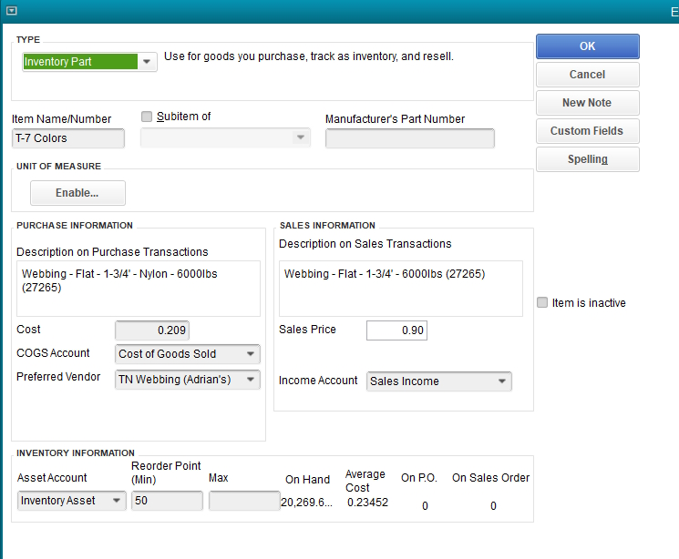 COGS for an assembly item