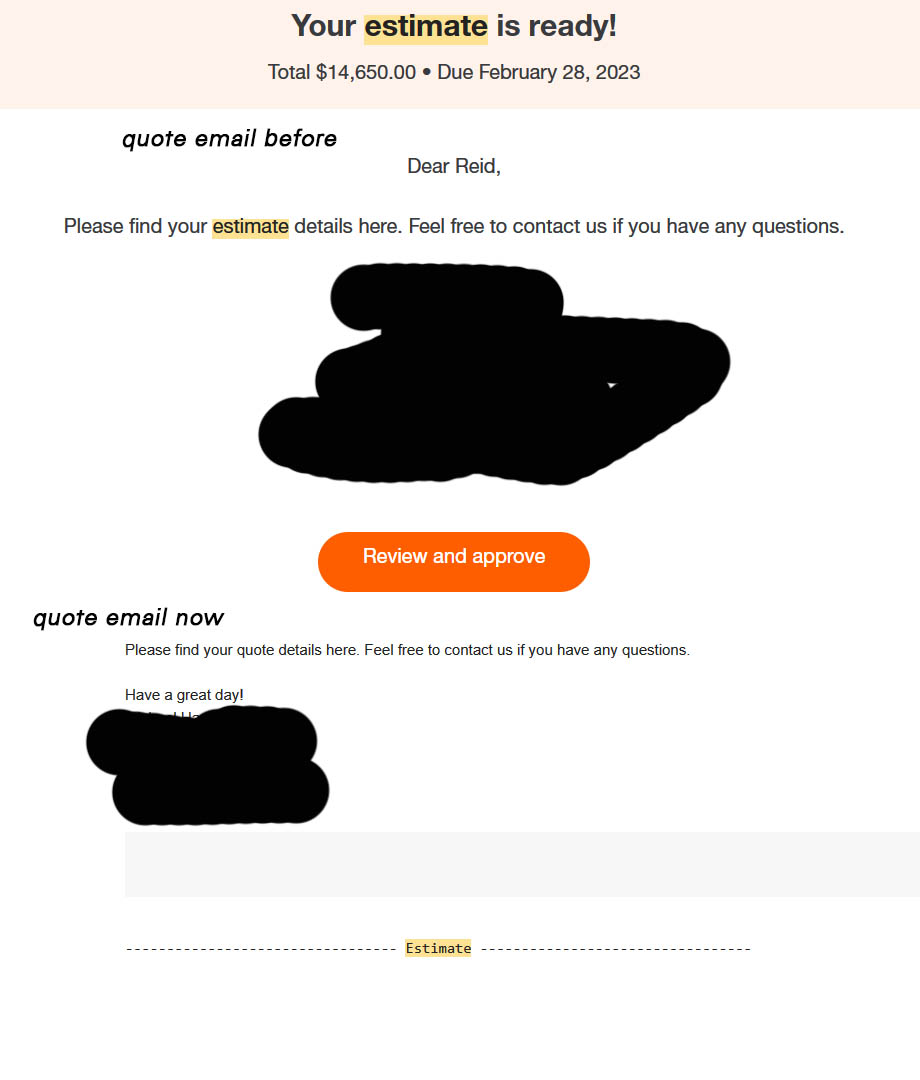 Estimates not formatted correctly