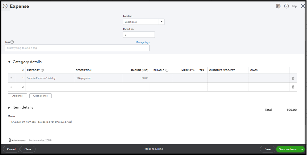 Solved: Payment of Employee paid HSA deduction