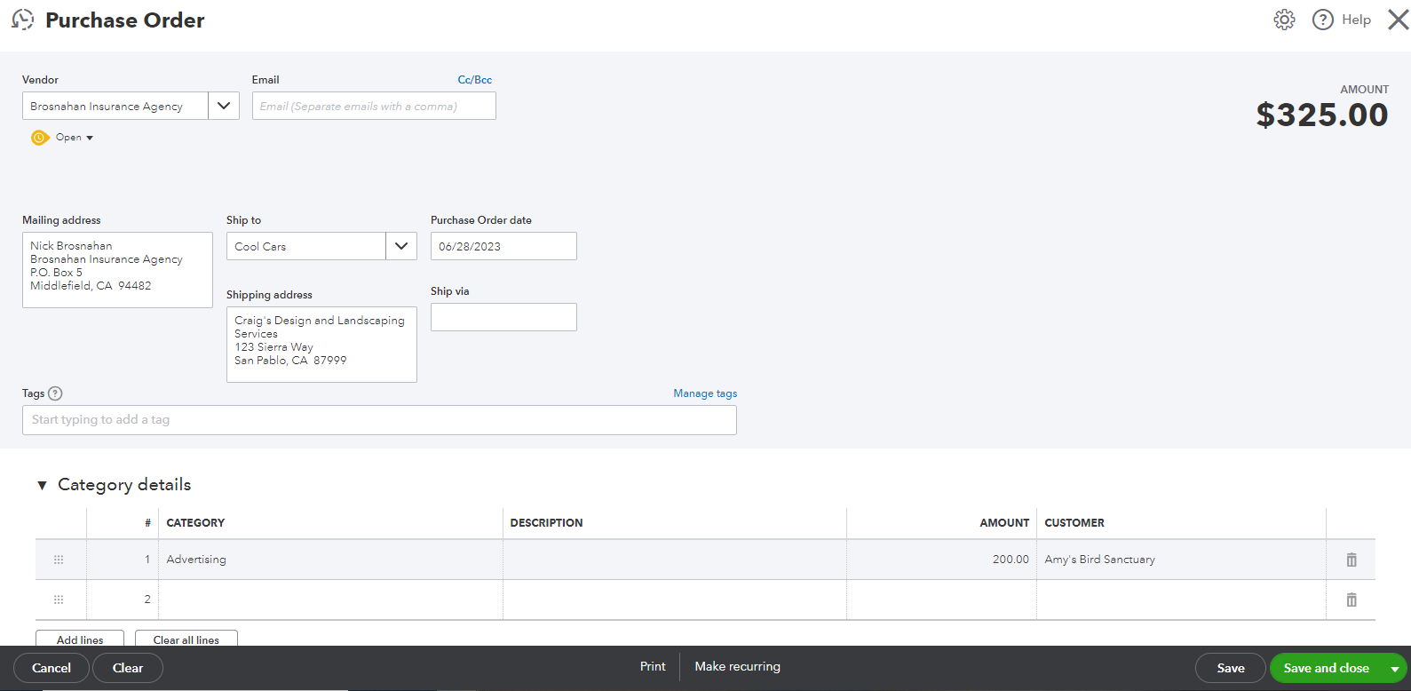 How do I enter goods received not yet invoiced in Quickbooks Online?