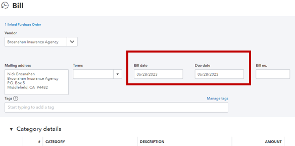How do I enter goods received not yet invoiced in Quickbooks Online?