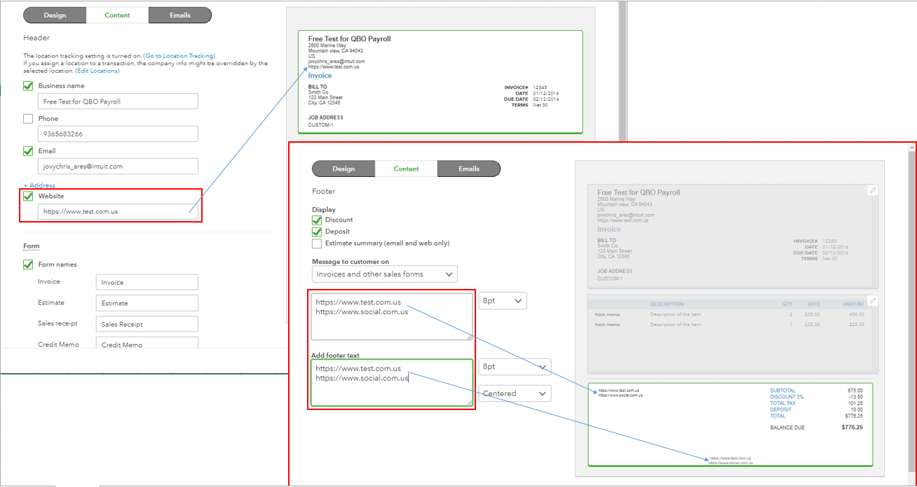 How can I add a hyperlink to my invoices?