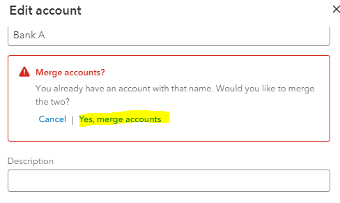 Merge bank account