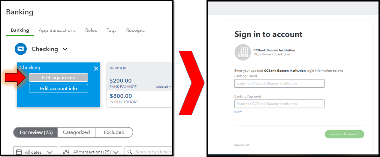 When I change my password at my banking website. Will my quickbooks ...