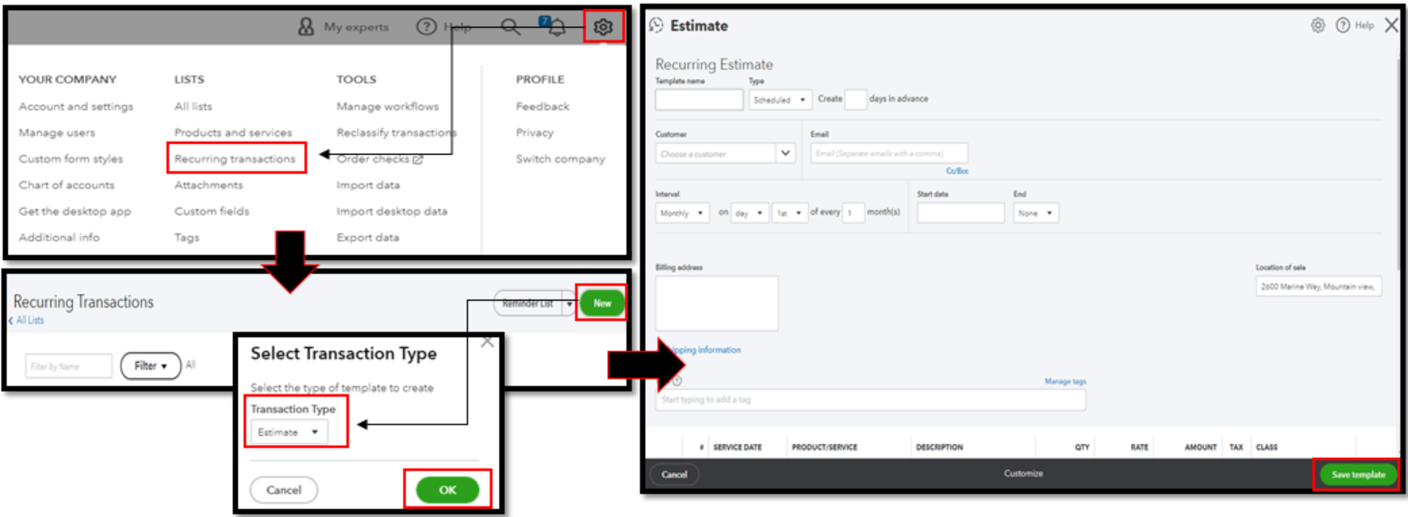 Customize estimate template to include commonly used line items ...