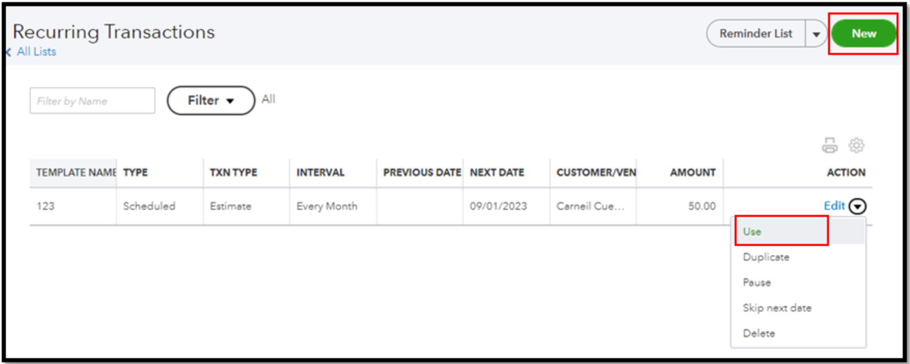 Customize estimate template to include commonly used line items