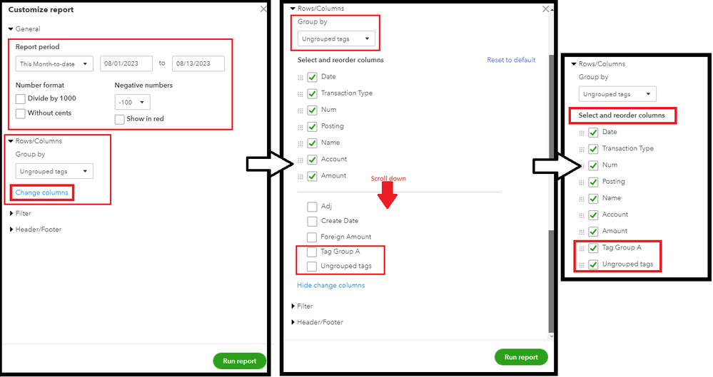 Reports with a Tag column