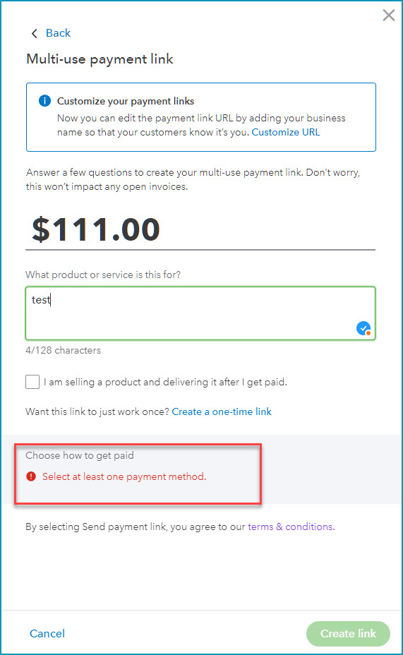 A limit for Multi-use payment link