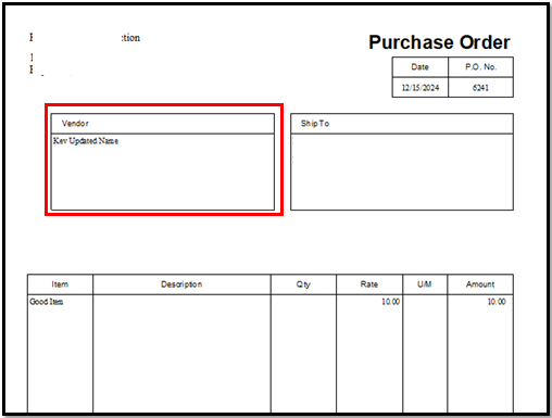 Printing Purchase Orders with updated contact info