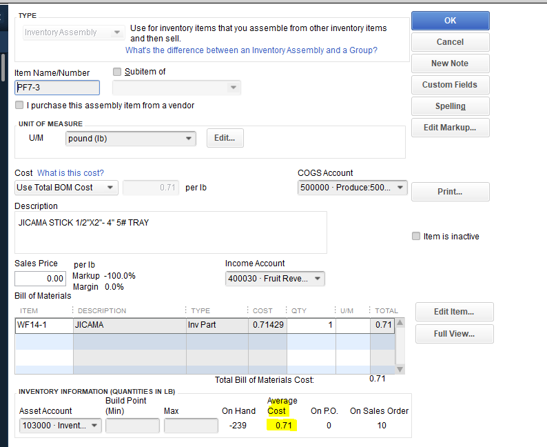 Solved: Inventory Assembly Average Cost incorrect