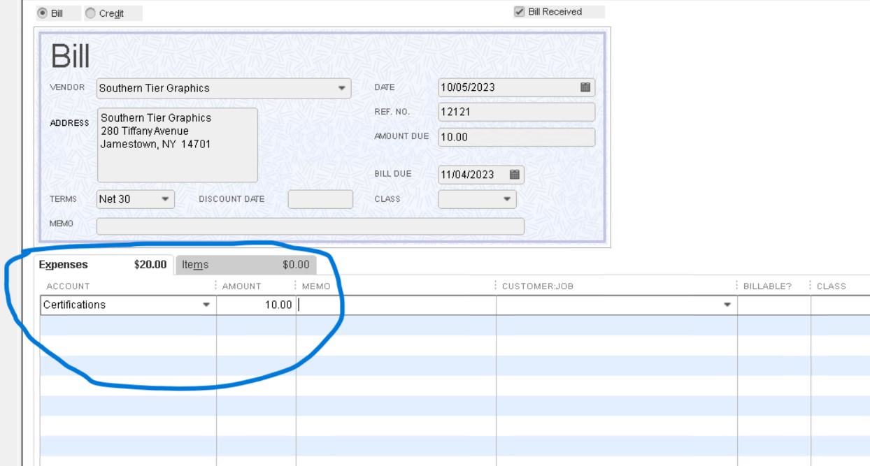 Expense tab doubling while entering bills