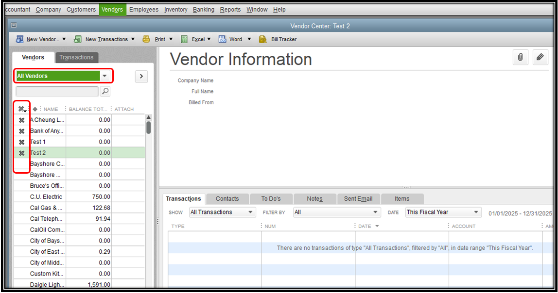 quickbooks downloaded all my quicken vendors into quickbooks. I cant ...