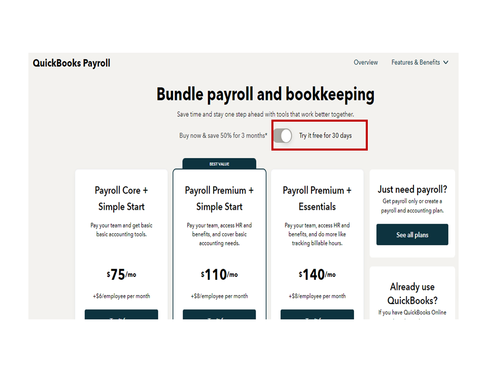 I need to run a one time payroll. Do I need to subscribe to quickbooks ...
