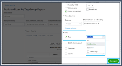 Reports with a Tag column