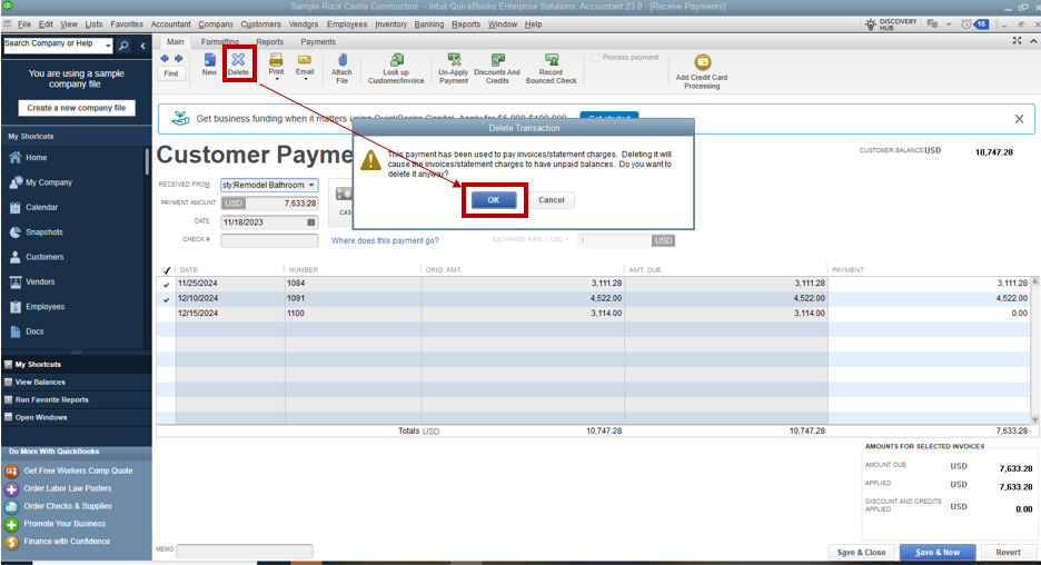 Quickbooks Desktop Premier 2020 - issue with showing payments