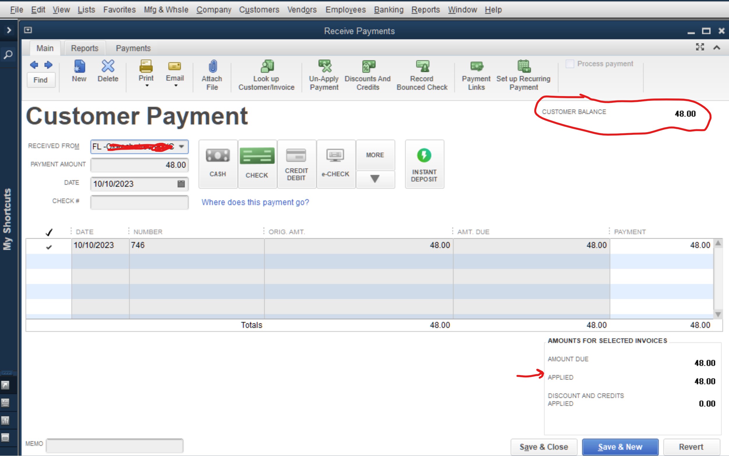 Quickbooks Desktop Premier 2020 - issue with showing payments