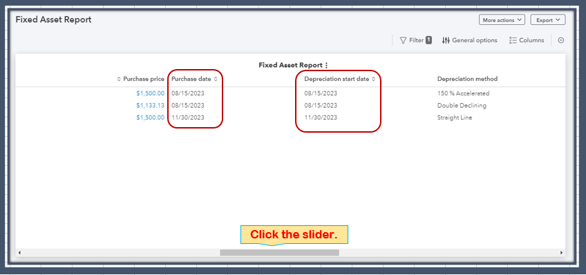 How to run a Fixed Assets report with dates