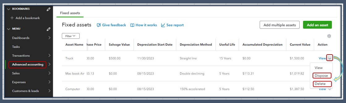 How to run a Fixed Assets report with dates