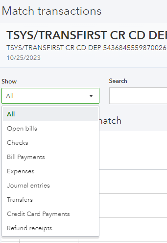 How to match a net debit balance of an invoice payment and credit card refund in the bank feed ...