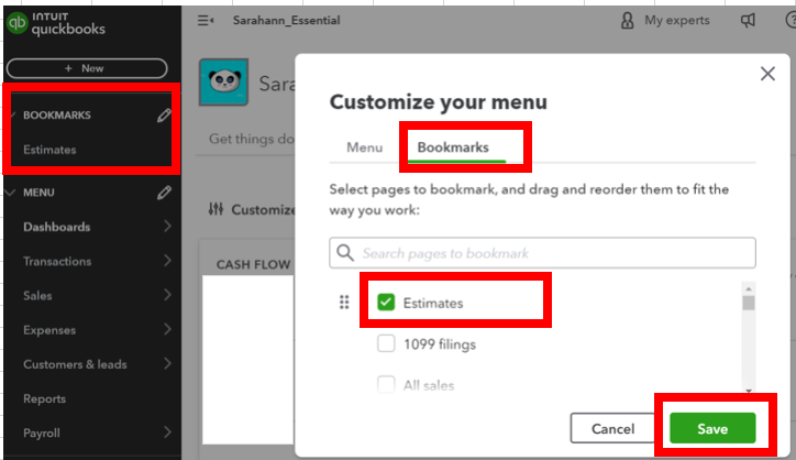Solved: Is it possible to add a shortcut to "Estimates" to the left ...