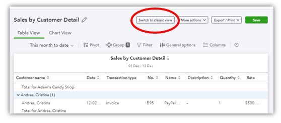 Classic view vs. Modern view onreports
