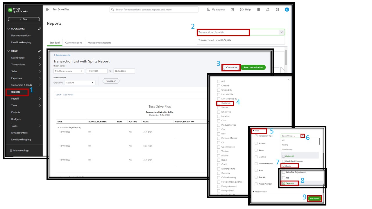 Solved: Trying to create a report showing credit card and check ...