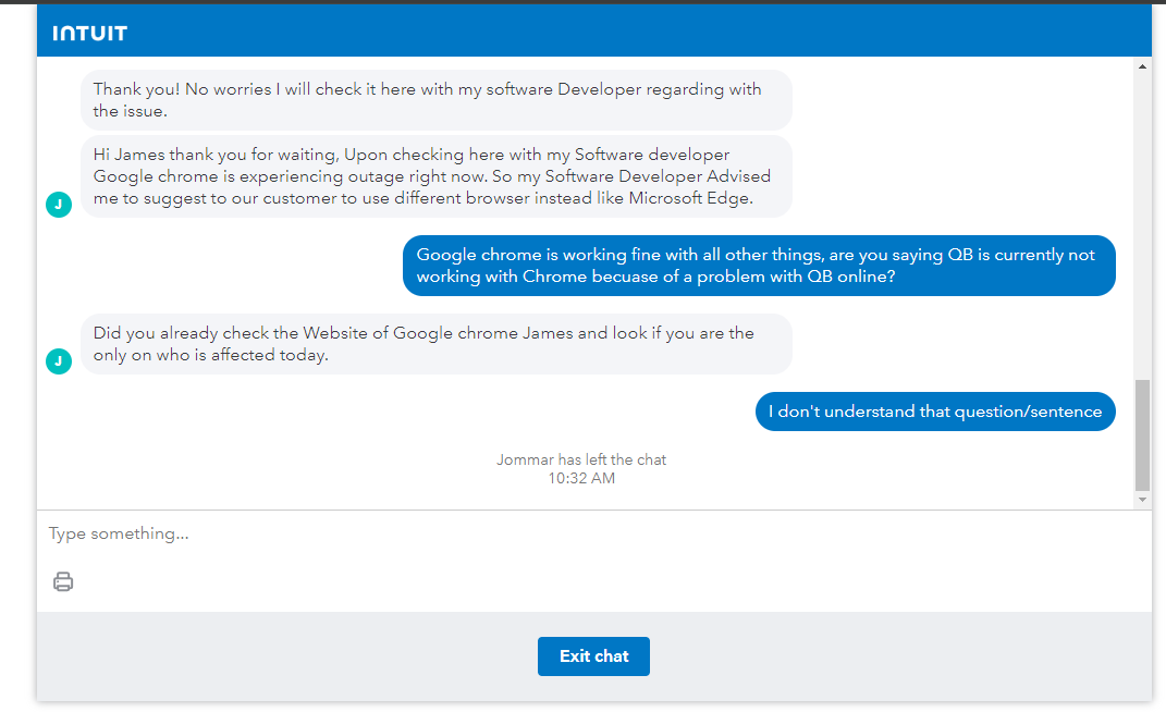 QB Online support is terrible and just quits the conversation when they ...