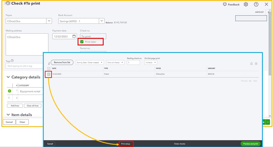 Print single standard check