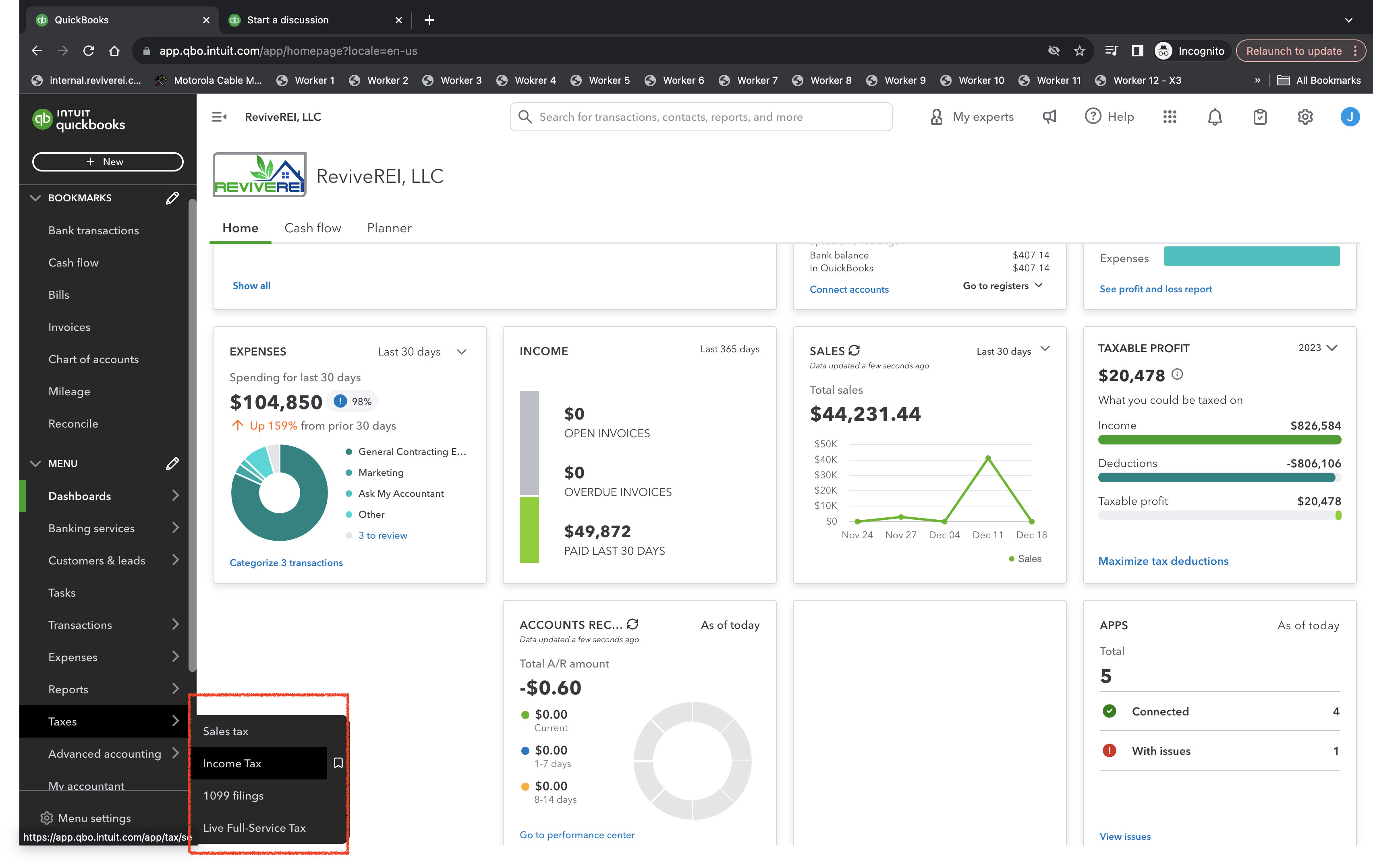 Solved: Missing Income Tax Option under Taxes on Menu