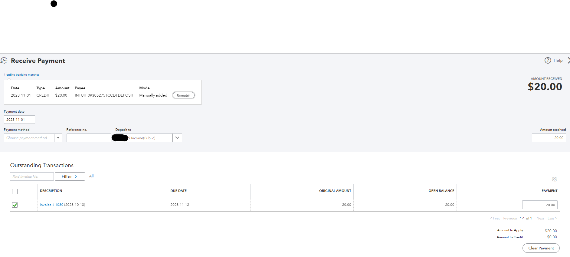 Unapplied Payments - All Sales - Correcting to Register