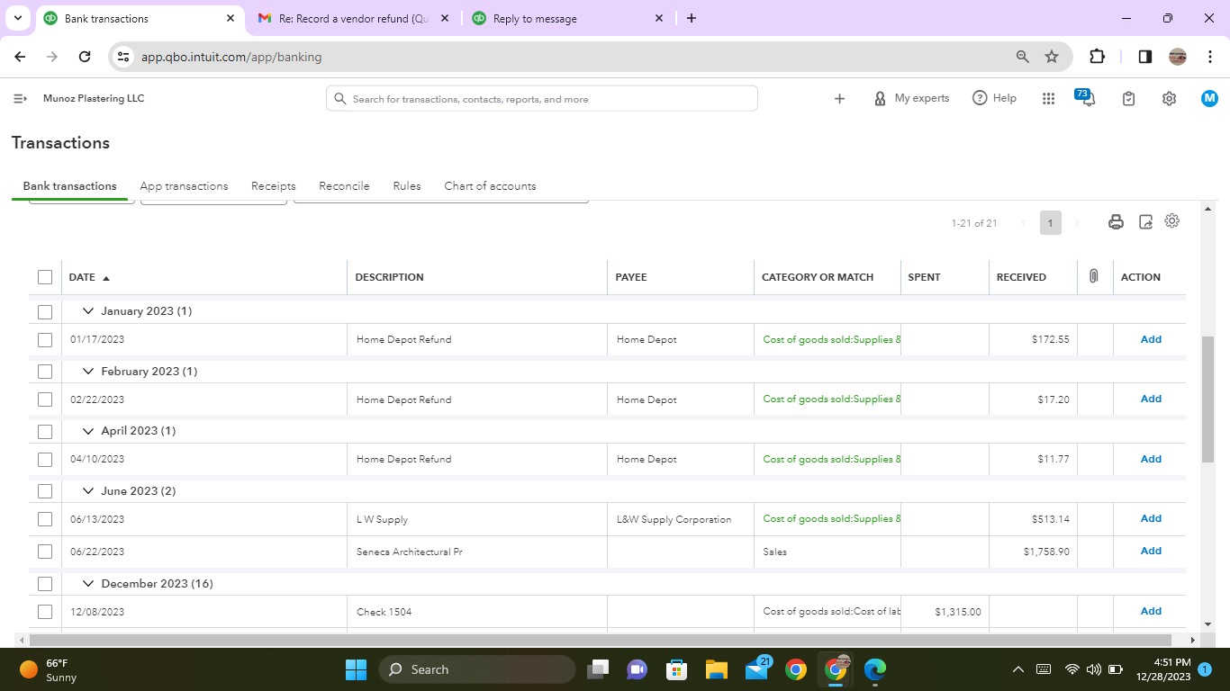 Solved: Record a vendor refund