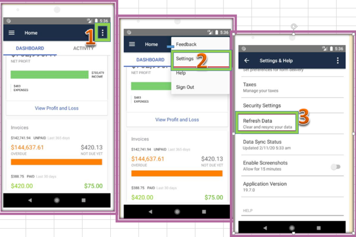Solved: My app on my Droid no longer loads all the data. The receipts ...