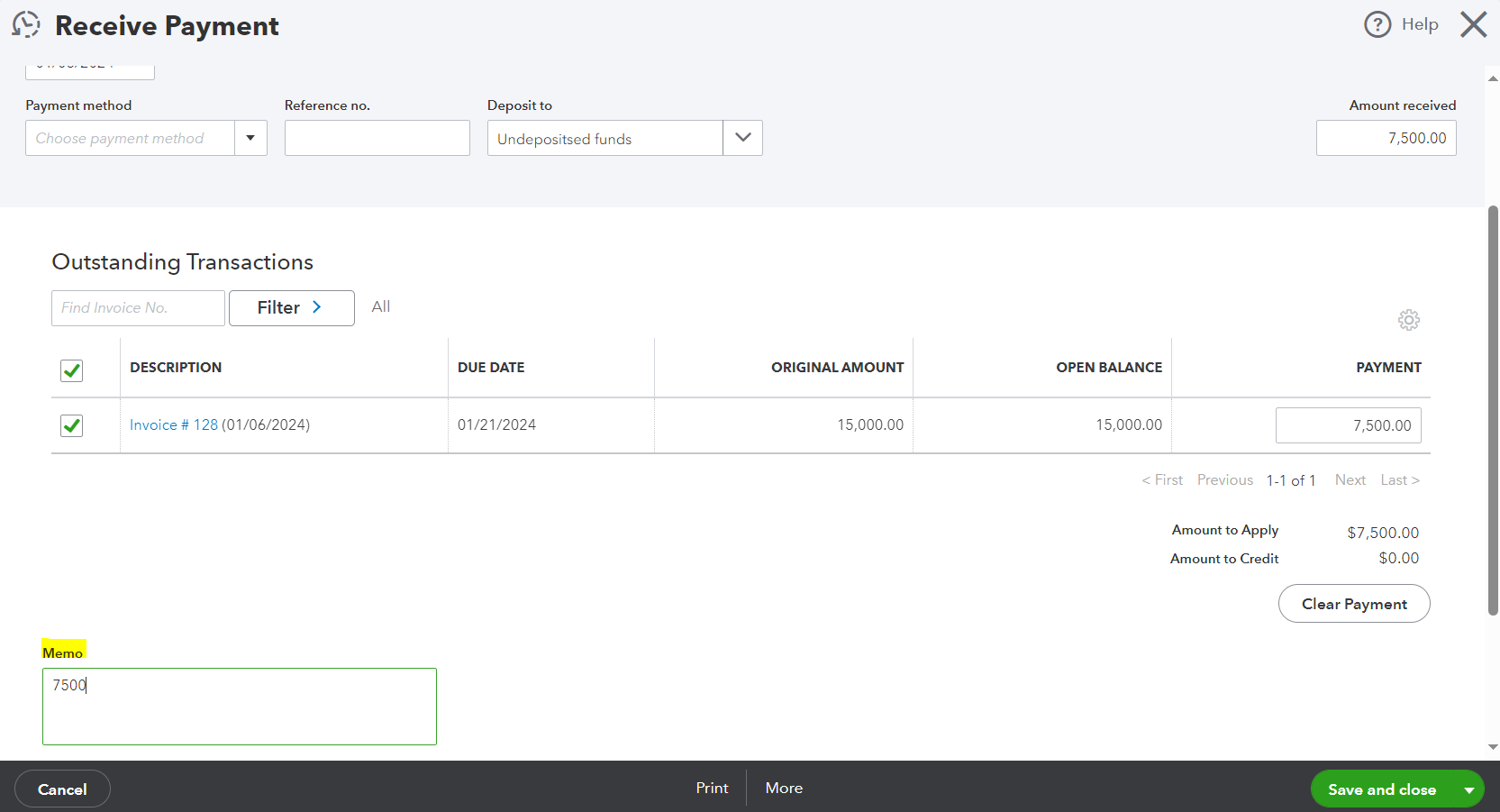 how to receive a payment and send a receipt with an actual balance in ...