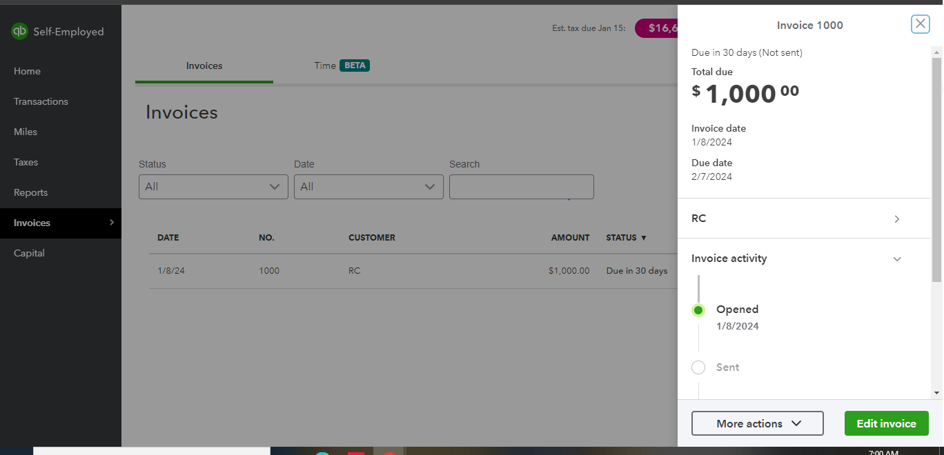 How can I find date invoice was marked as paid in Quickbooks Self Employed?