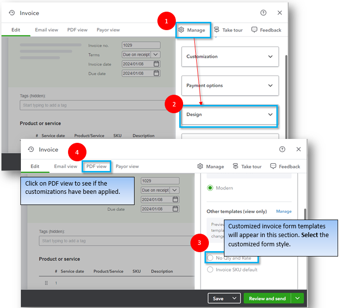 How do I remove the "Qty" and "Rate" from my Invoice in new layout