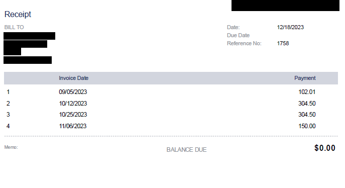 how to receive a payment and send a receipt with an actual balance in ...