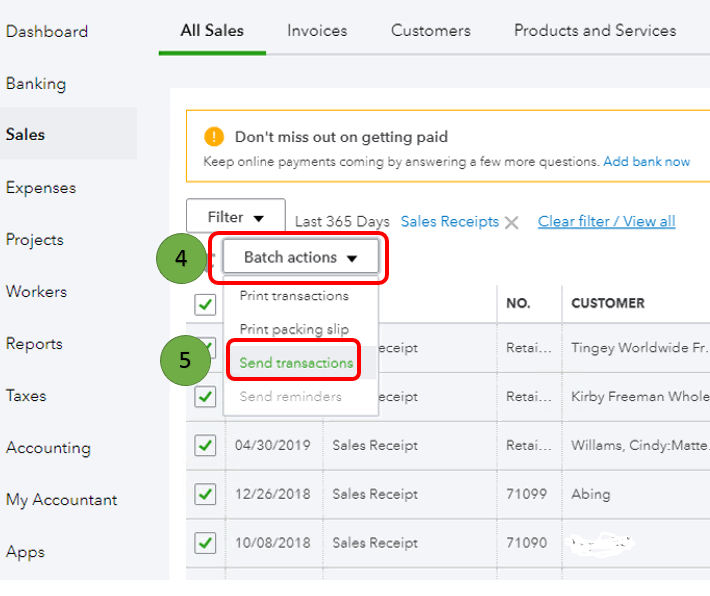 In october I was able to email all sales receipts through 9/30. When I ...