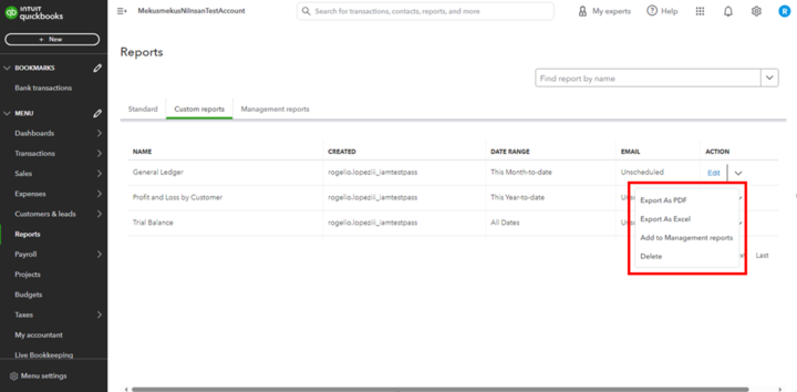 QBO - Multiple Reports in one excel workbook with seperate sheets