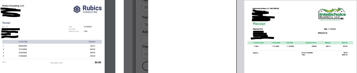 how to receive a payment and send a receipt with an actual balance in ...