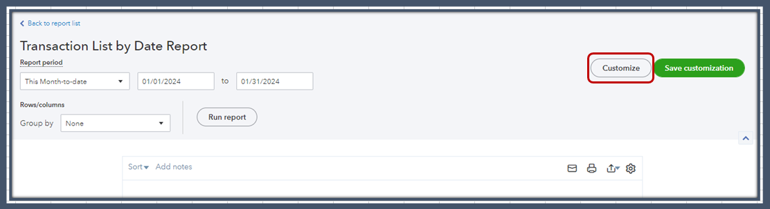 Is there a Transaction Register report that will show split details ...