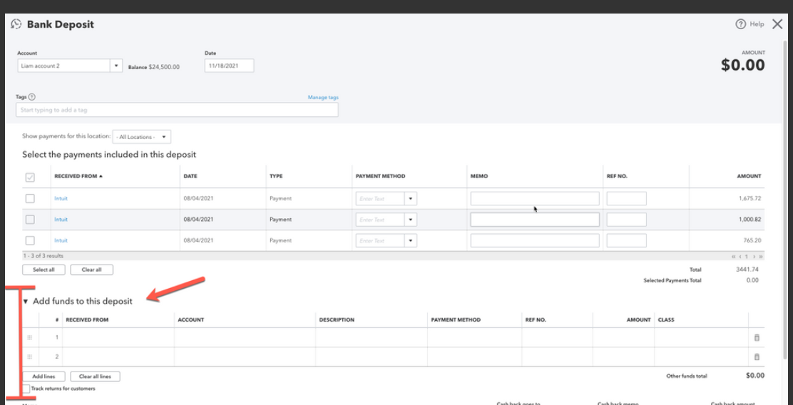 credit (refund checks) from vendor for parts returned