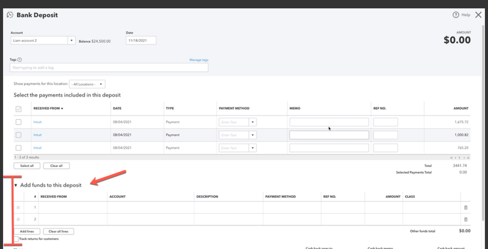 credit (refund checks) from vendor for parts returned